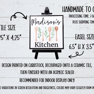 Personalized Kitchen Name Sign, Kitchen Ceramic Tile Sign W/easel ...