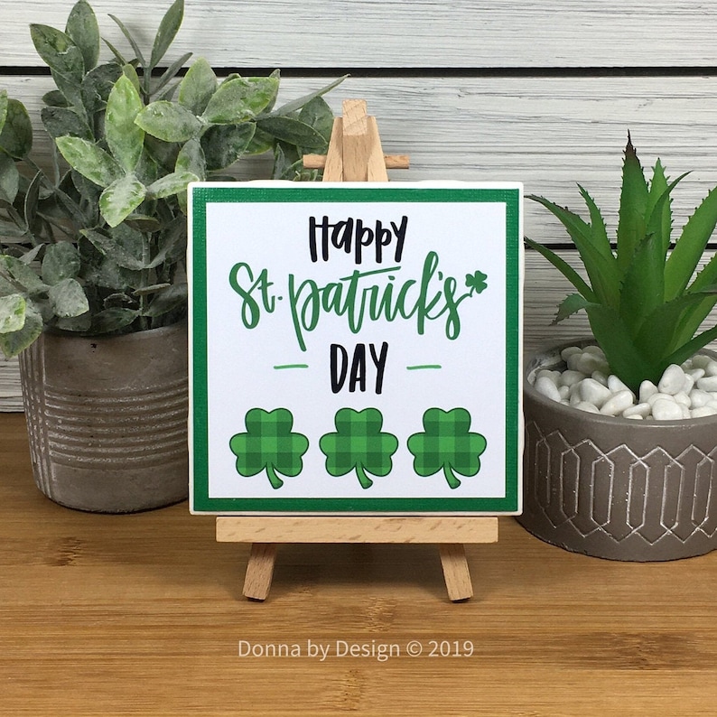 Happy St. Patrick's Day Ceramic Tile Sign With Easel St. - Etsy