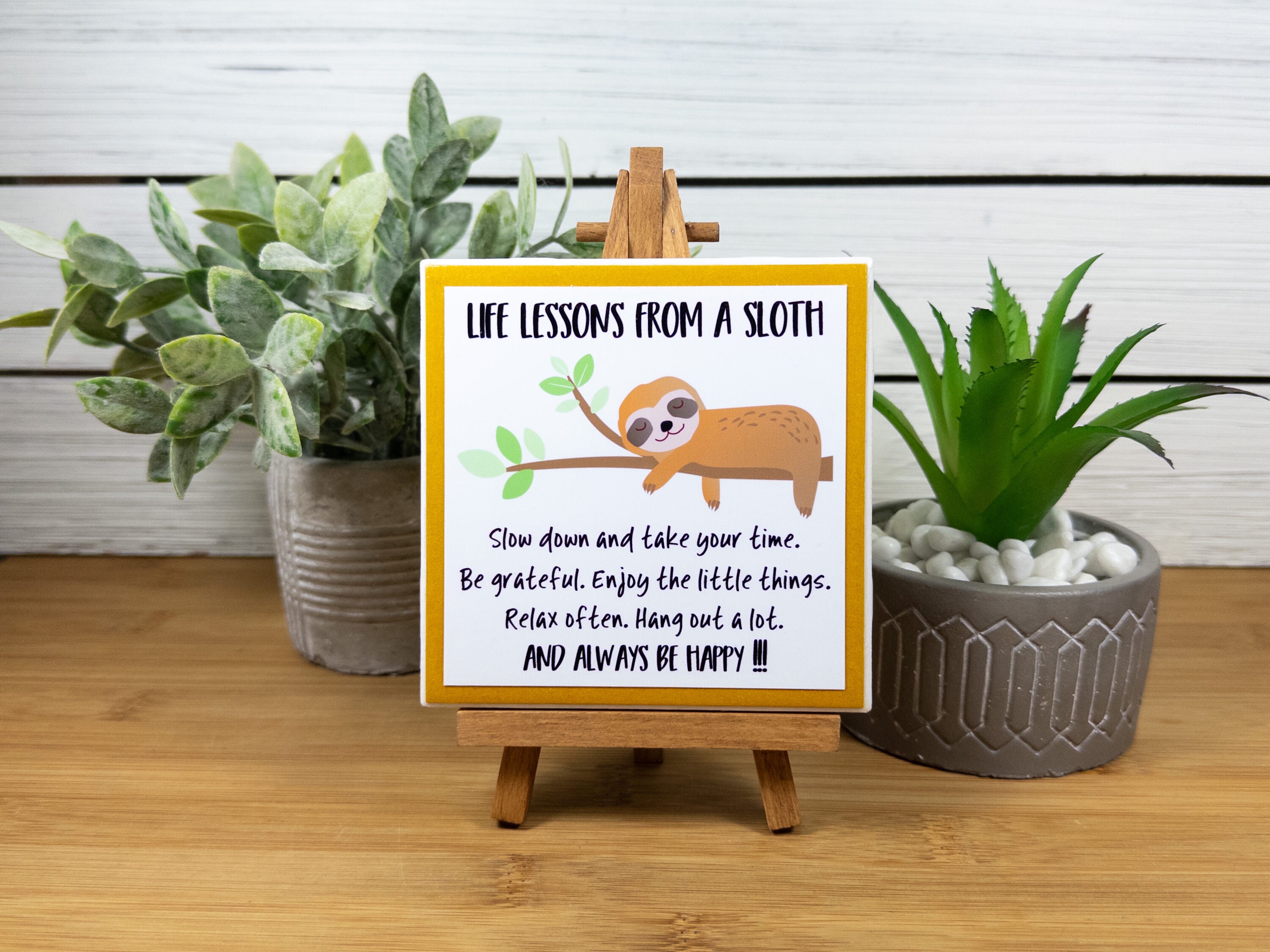 Life Lessons From a Sloth Ceramic Tile Sign With Easel, Humorous Sloth ...