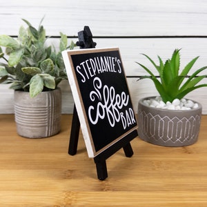 Personalized Coffee Bar Ceramic Tile Sign W/easel, Farmhouse Tiered ...