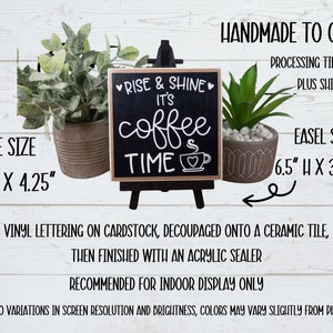 Coffee Bar Ceramic Tile Sign With Easel, Rise and Shine It's Coffee ...