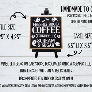 Halloween Coffee Bar Sign, Freshly Boo'd Coffee Ceramic Tile Sign With ...