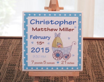 Ceramic Birth Tile - Etsy