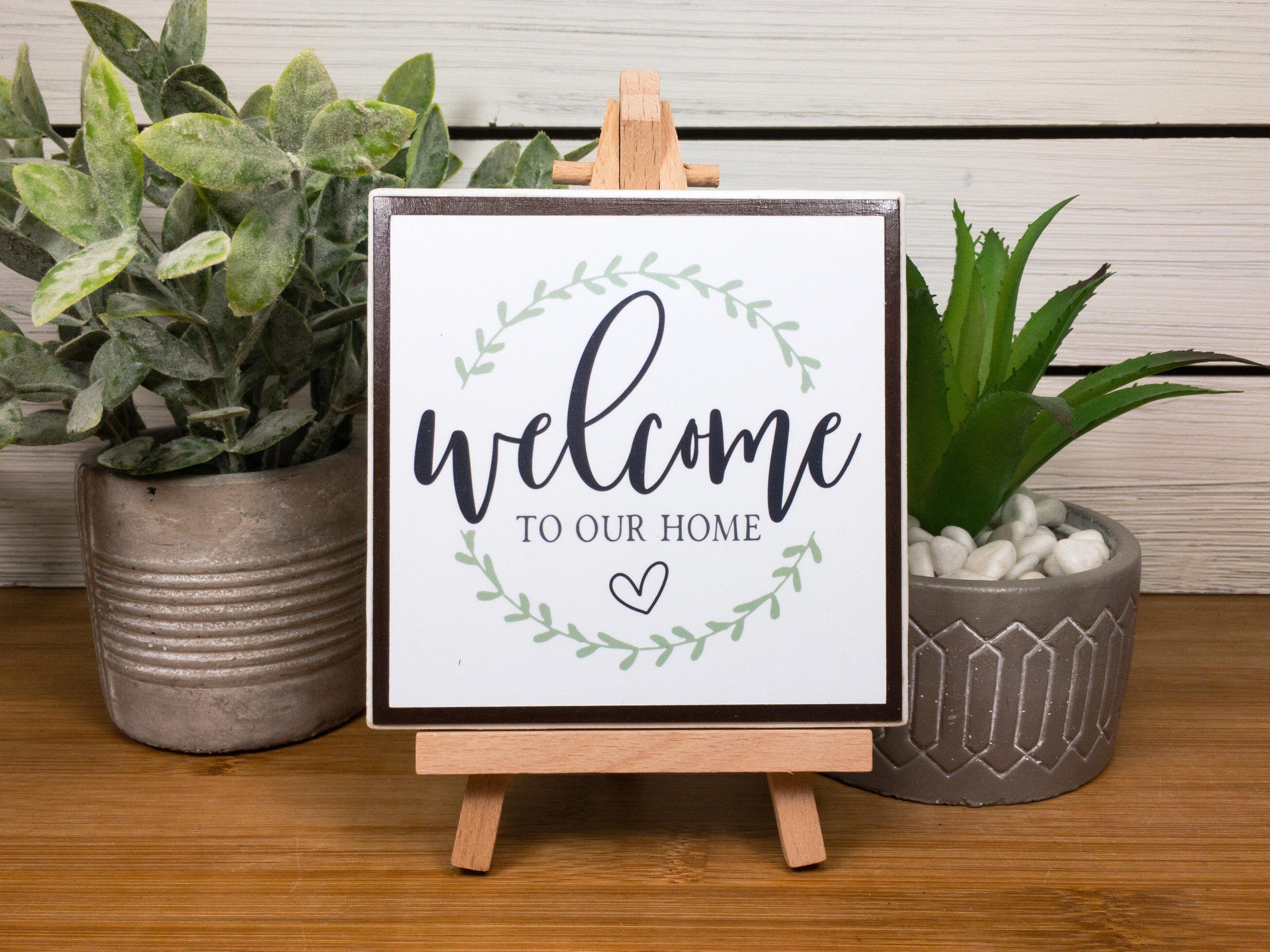 Welcome to Our Home Ceramic Tile Sign with Easel Welcome | Etsy