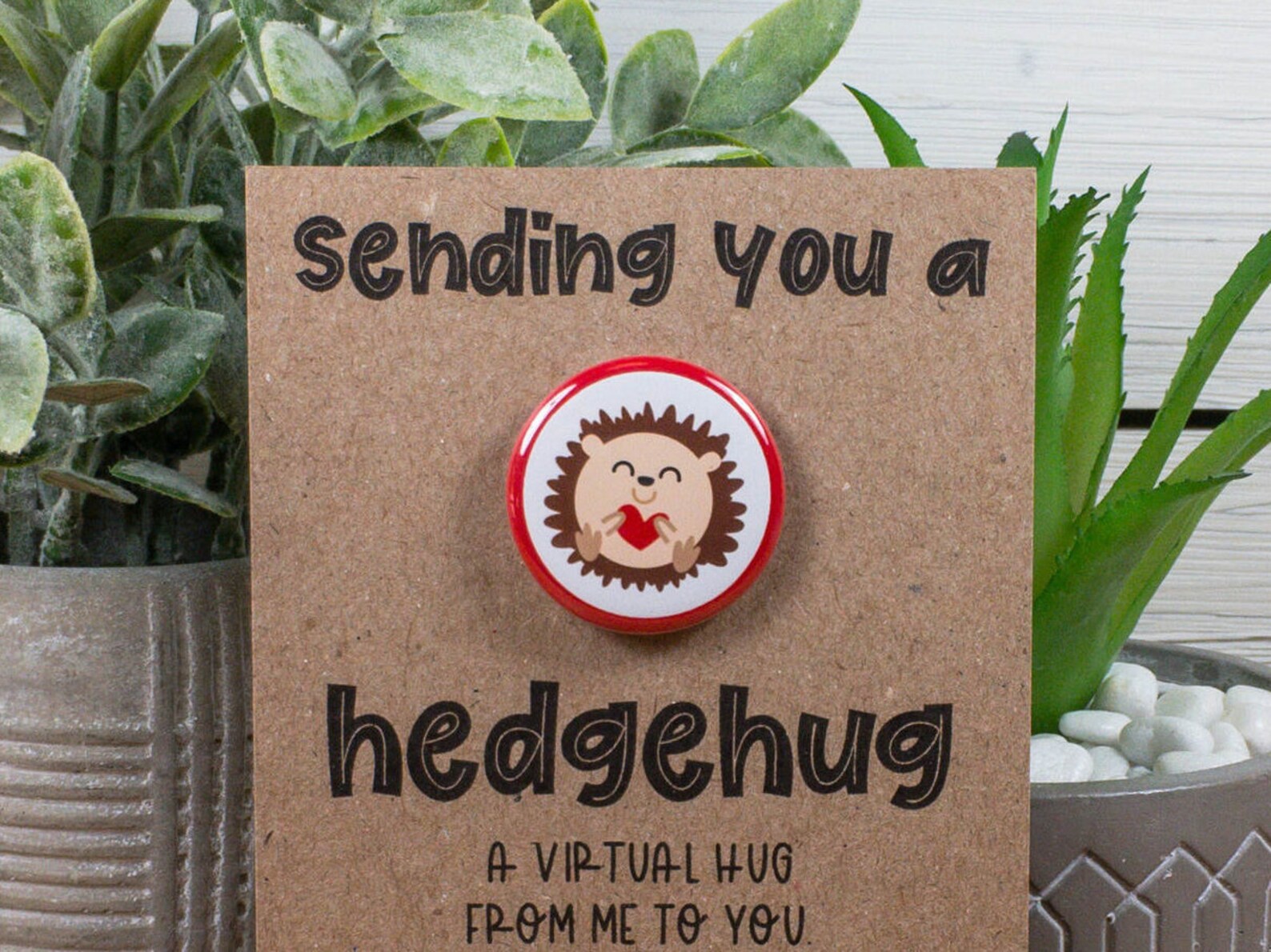 Hedgehug Virtual Hug Card and Pin Social Distancing Gift | Etsy