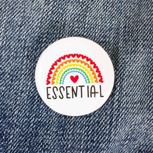 Employee Appreciation Card, Essential Team Member Button Pin and Thank ...