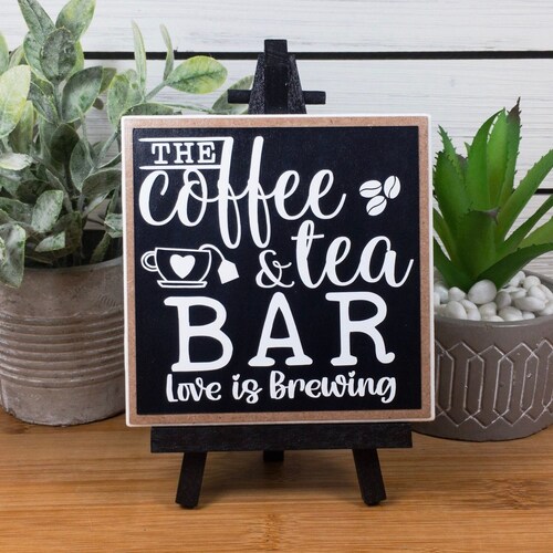Coffee Bar Ceramic Tile Sign With Easel Rise and Shine - Etsy