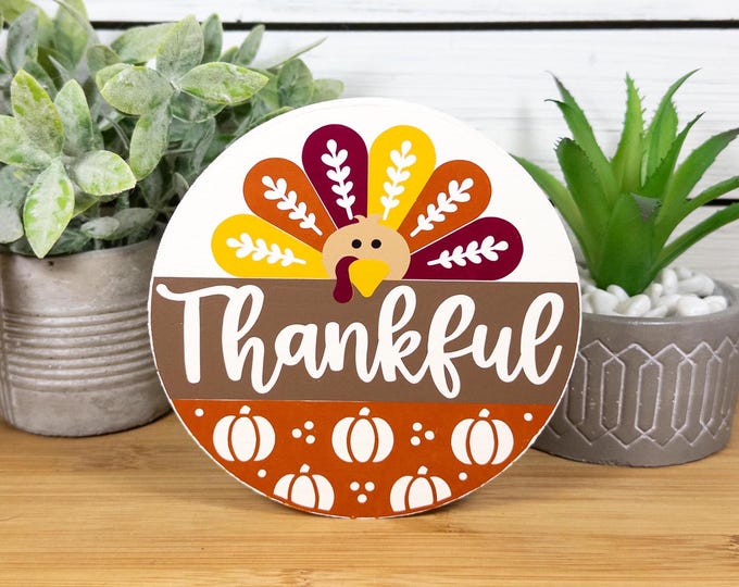Thankful Turkey Wood Sign, Thanksgiving Turkey Tiered Tray Decor/shelf ...