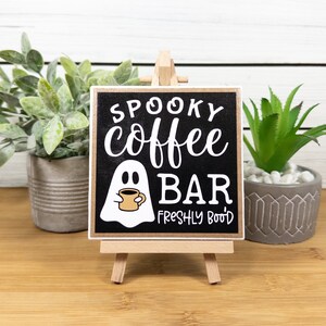 Spooky Halloween Coffee Bar Sign, Freshly Boo'd Coffee Bar Ceramic Tile ...