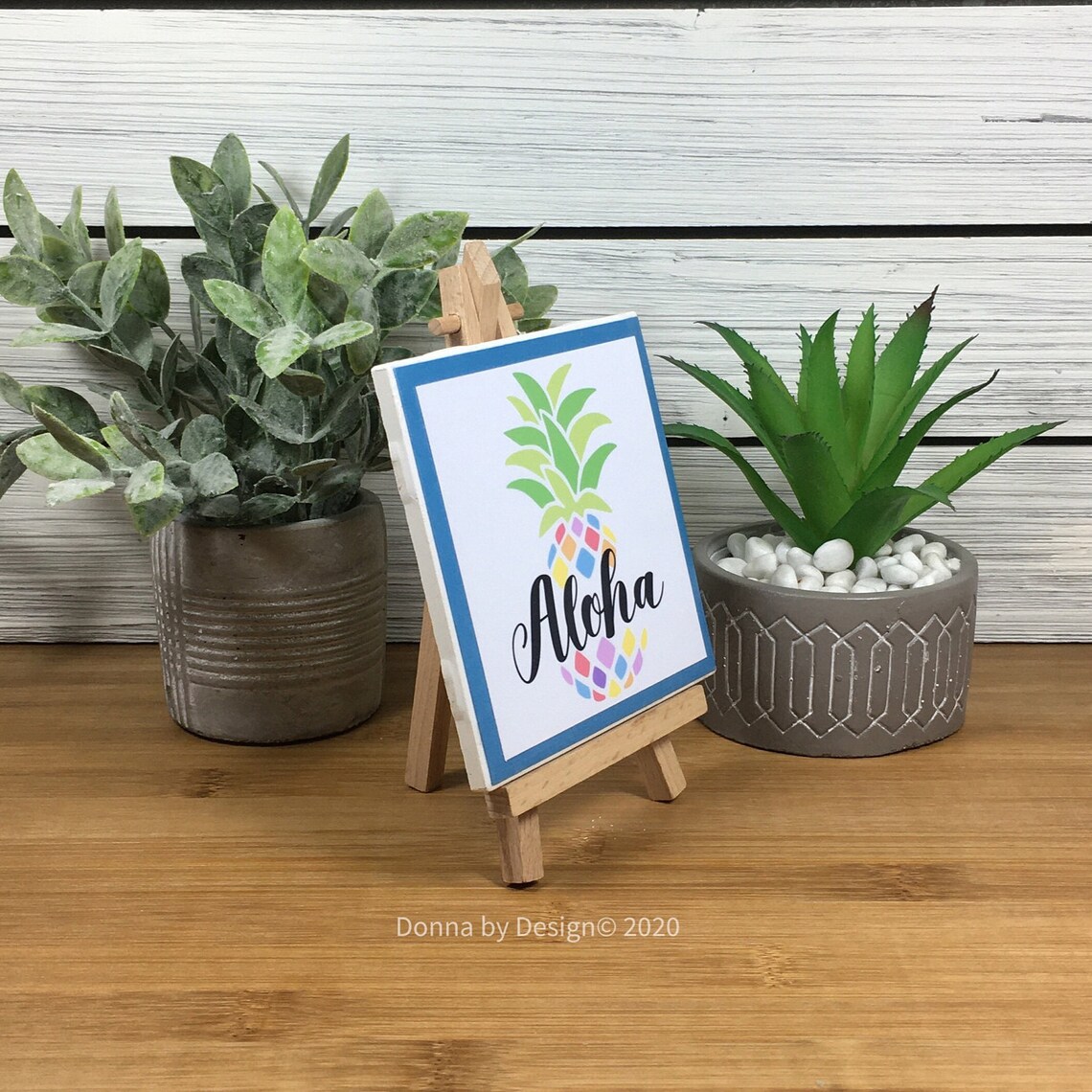 Aloha Pineapple Ceramic Tile Sign With Easel Hawaiian Aloha | Etsy