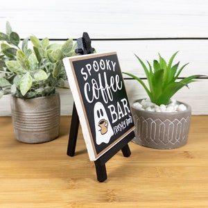 Spooky Halloween Coffee Bar Sign, Freshly Boo'd Coffee Bar Ceramic Tile ...