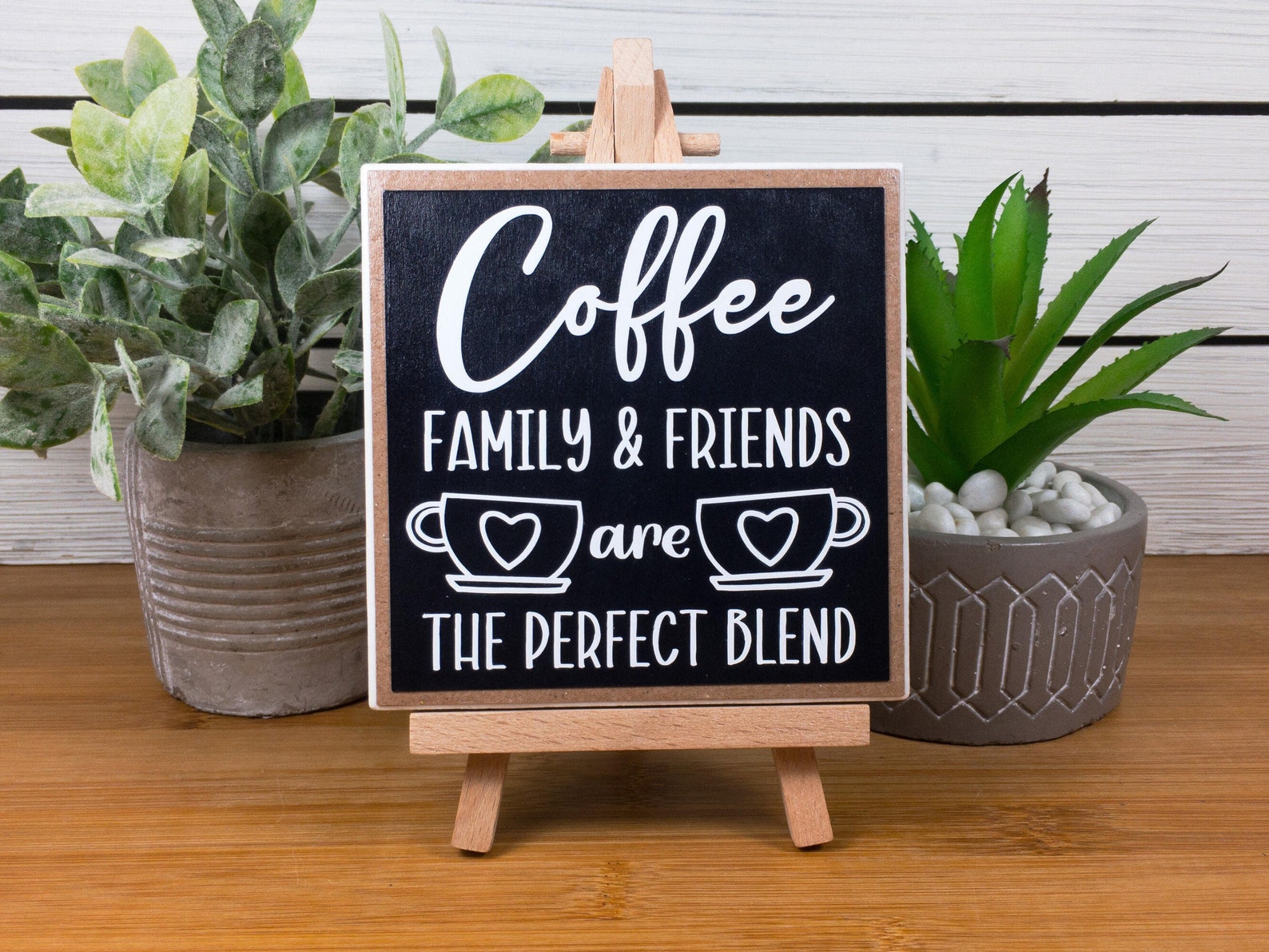 Coffee Bar Ceramic Tile Sign With Easel, Coffee Family & Friends Are ...