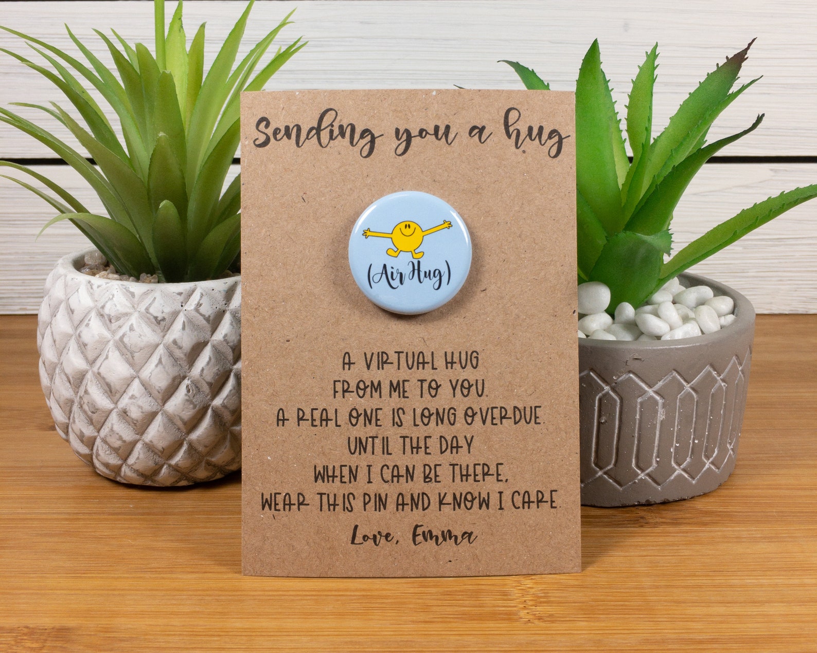 Virtual Hug Card and Pin Social Distancing Gift Pocket Hug | Etsy