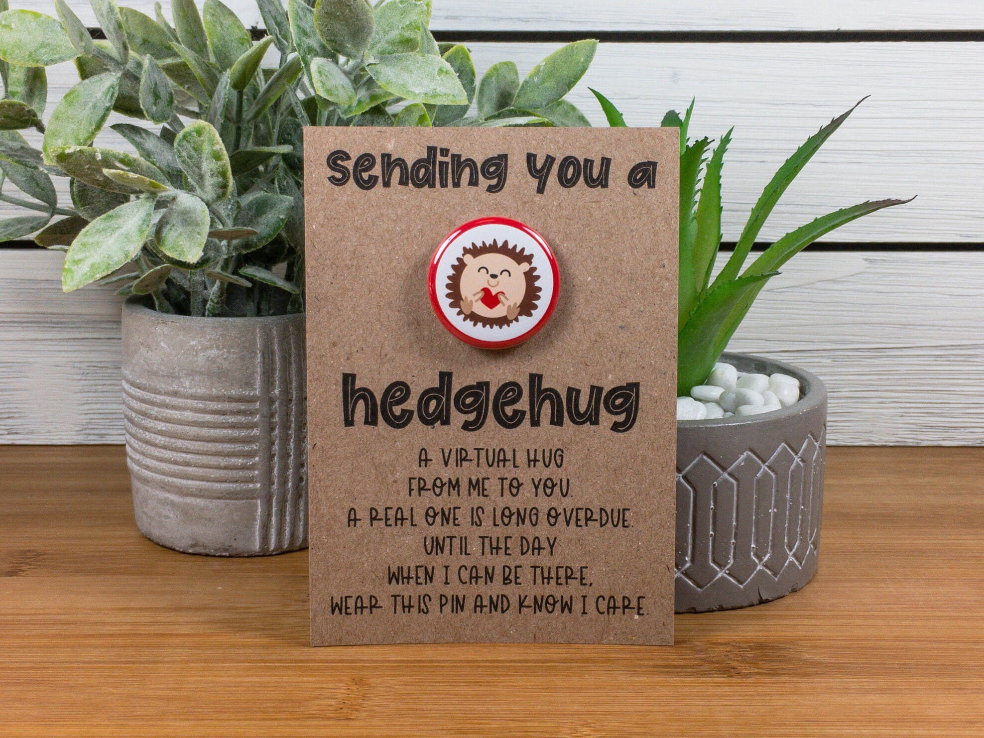 Hedgehug Virtual Hug Card and Pin Social Distancing Gift | Etsy
