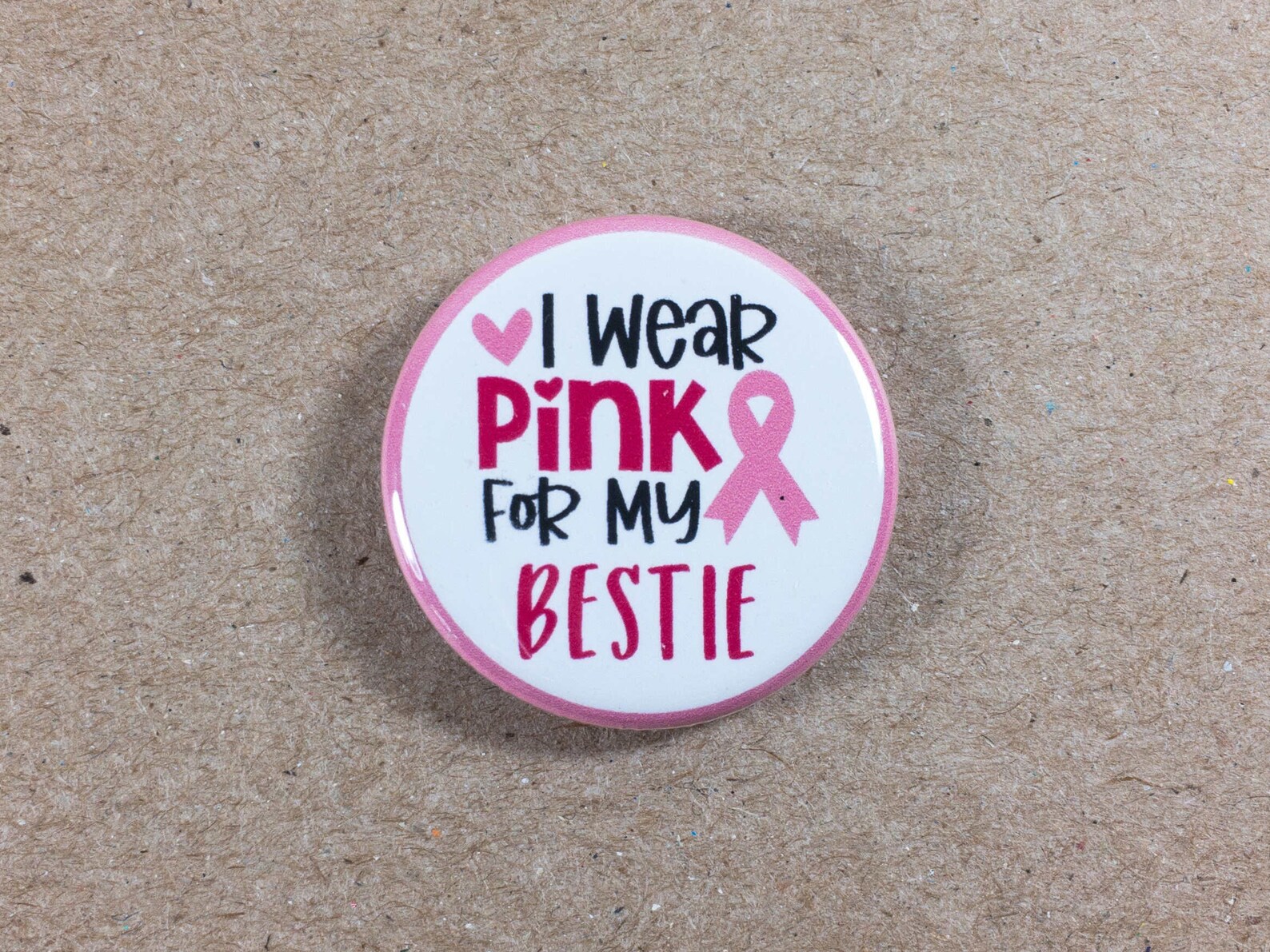 Breast Cancer Pink Ribbon Button Pin I Wear Pink for Button - Etsy