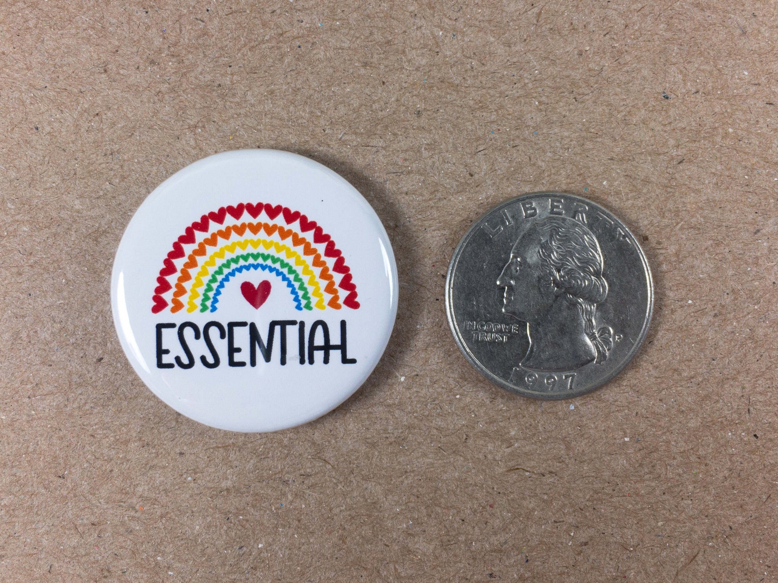 Employee Appreciation Card, Essential Team Member Button Pin and Thank ...