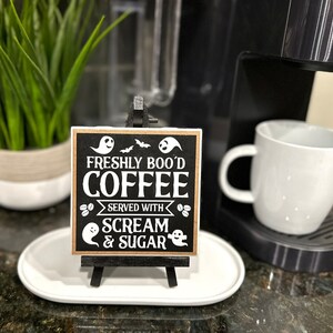 Halloween Coffee Bar Sign, Freshly Boo'd Coffee Ceramic Tile Sign With ...