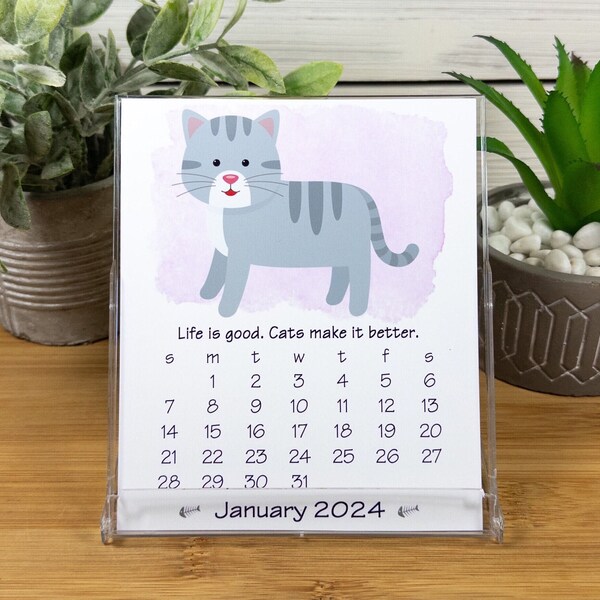 2024 Cat Calendar Desk - Etsy