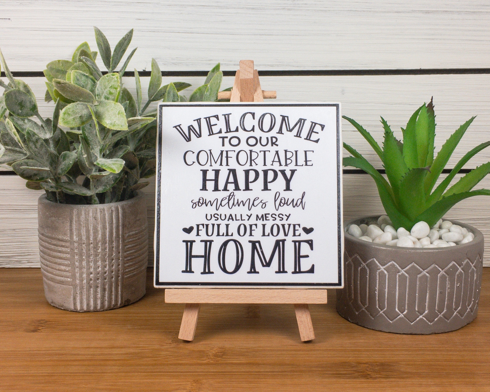 Welcome to Our Home Ceramic Tile Sign With Easel Welcome to | Etsy