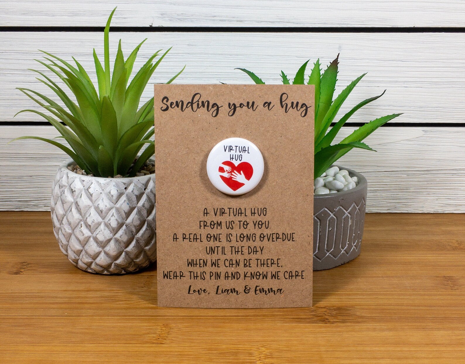 Virtual Hug Card and Pin Social Distancing Gift Pocket Hug | Etsy