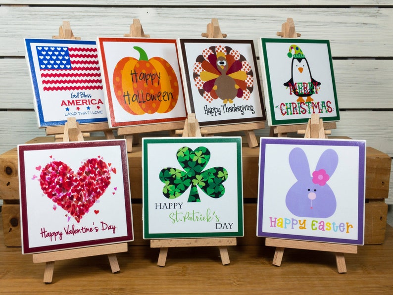 Holiday Ceramic Tile Signs With Easel/valentines, St. Patrick's Day ...