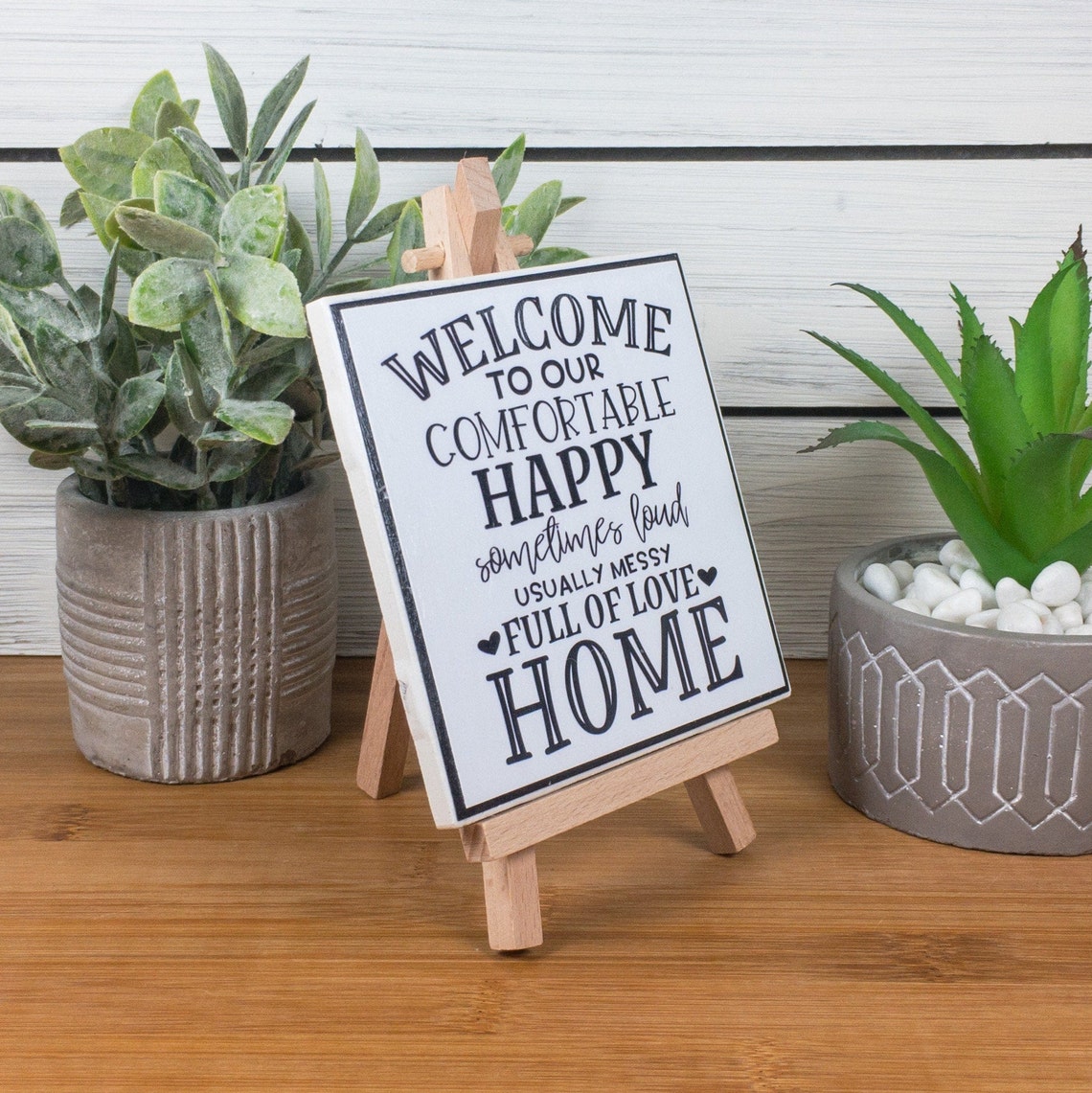 Welcome to Our Home Ceramic Tile Sign With Easel Welcome to | Etsy