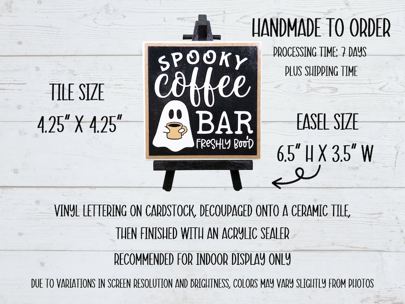 Spooky Halloween Coffee Bar Sign, Freshly Boo'd Coffee Bar Ceramic Tile ...