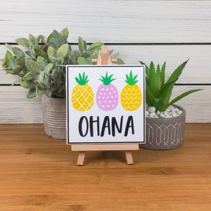 Ohana Ceramic Tile Sign With Easel, Ohana Sign, Hawaiian Pineapple Sign ...