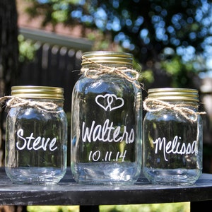 3 Mason Jars, Sand Ceremony, Unity Jars, Mason Jars, Personalized ...