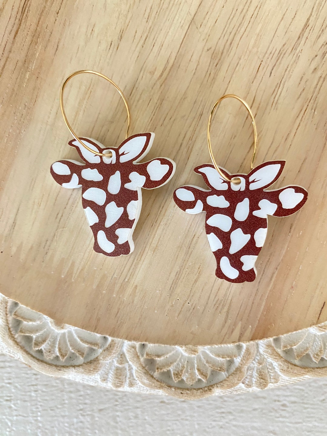 Cow Earrings, Highland Cow Earrings, Brown Cow Earrings, Spring ...