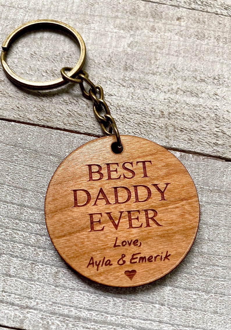 BEST DAD EVER Fathers Day Keychains Wood Keychains | Etsy
