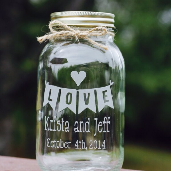 Etched Mason Jar - Etsy