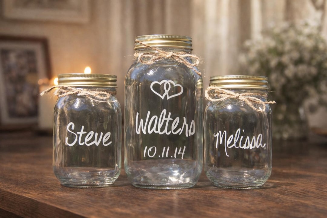 Custom Etched Mason Jars: Unity Sand Ceremony Set - Etsy
