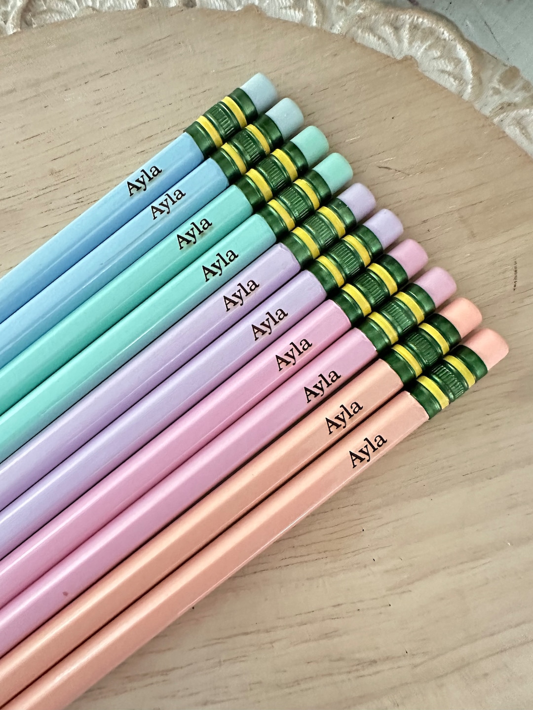 Personalized Pastel Pencils, Set of 10 Pencils, School Supplies, Back ...