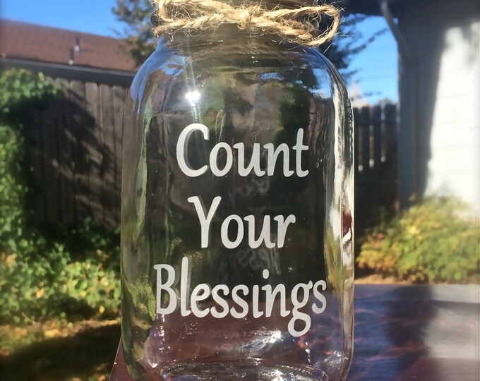 Count Your Blessings, Mason Jar, Quart Mason Jar - Etsy