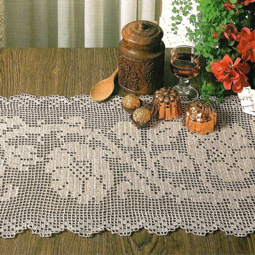 Vintage Instant Download Filet Crochet Clematis Runner Pattern | Etsy ...