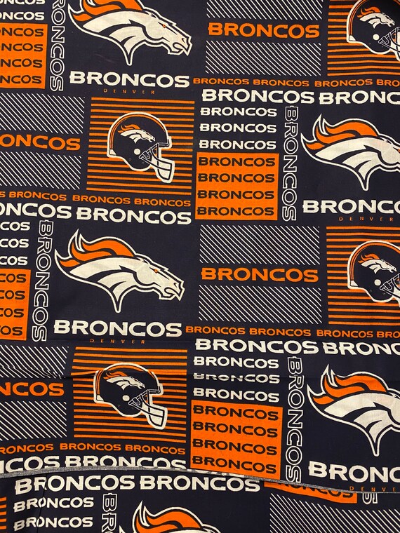 Denver Broncos Patchwork Fabric 18x58 100% Cotton Same Day | Etsy