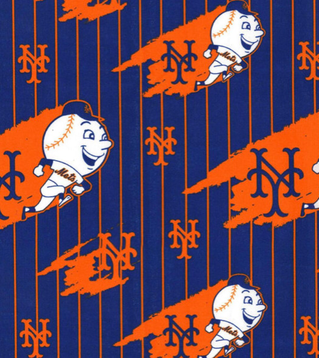 New York Mets Blue & Orange Fabric 18 X 44 100% Cotton . - Etsy