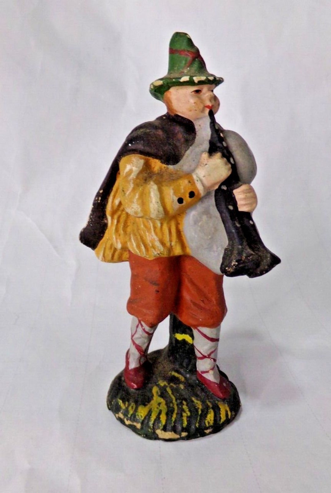 Nativity Creche Christmas Jesus Paper Mache Figurine Musician Bag Pipes ...