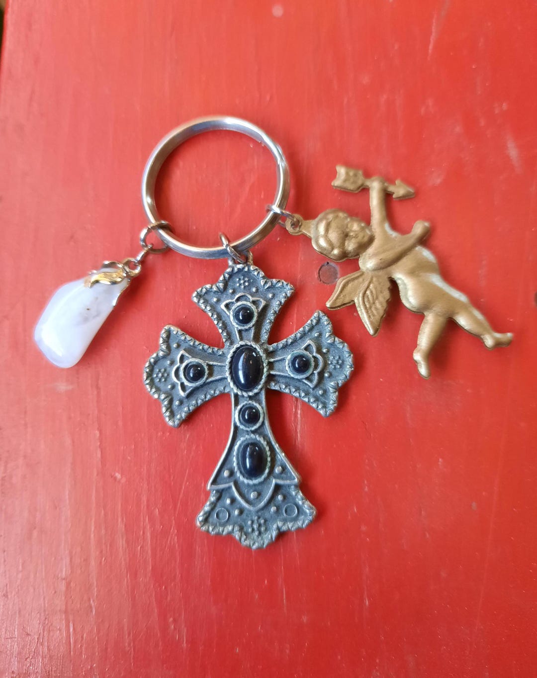 Charm Keychain, Bag Charm, Cross Key Ring - Etsy
