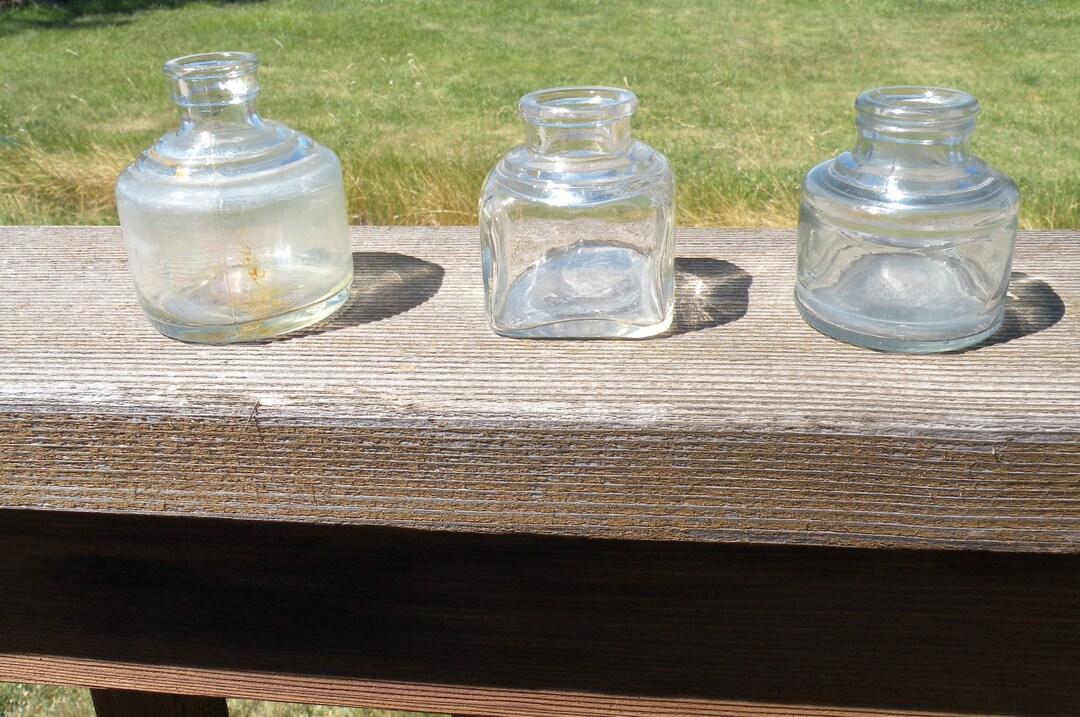 Vintage Glass Ink Bottles, Lot of Three - Etsy