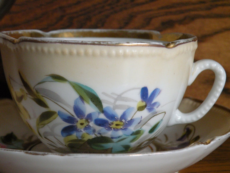 Antique Carl Tielsch Germany Teacup and Saucer Floral Pattern - Etsy