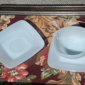 Fire King Azurite Teacup and Saucers, Blue Fire King, Azurite Charm ...