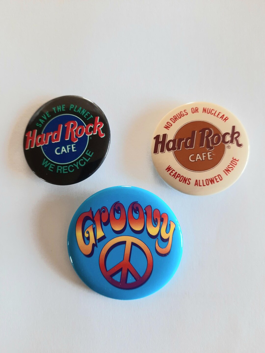 Vintage Pin Trio, Hard Rock Cafe Pins, Save the Planet, Psychedelic ...