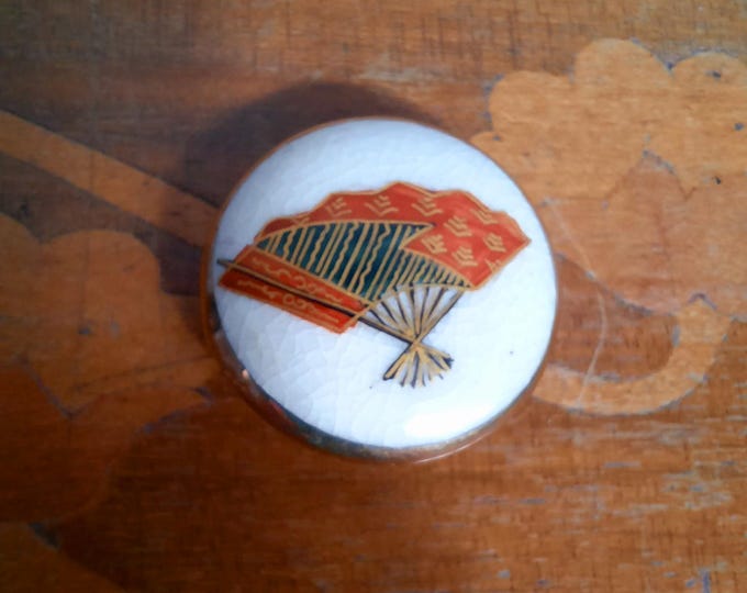 Antique Satsuma Button, Large Painted Fan Satsuma Button, Satsuma ...