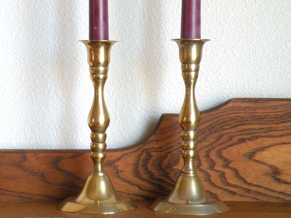 Vintage Pair Brass Candlestick Holders - Etsy