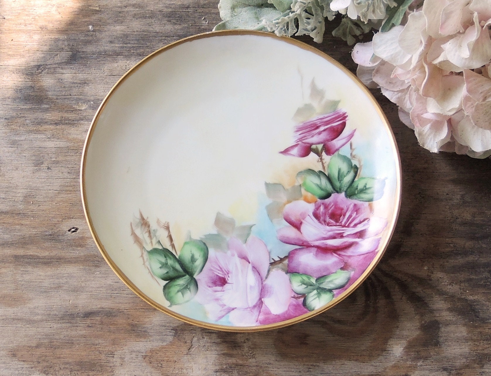 Royal Austria Hand Painted Victorian Roses Porcelain Gold Gilt Salad ...
