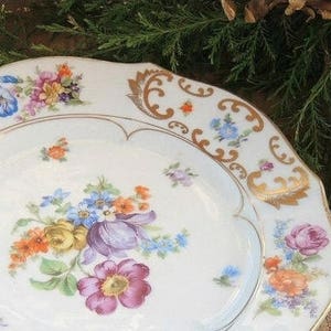 Antique Czechoslovakia Floral and Gold Gilt Salad Plate, Wedding Plates ...