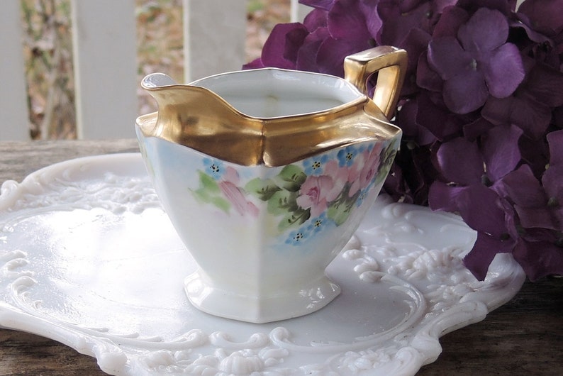 Pink and Blue Floral Creamer Small Pitcher Tea Party | Etsy