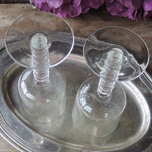 Vintage Blown Glass Wine Glasses Set of 2 Tall Port Sherry Spooled Stem ...